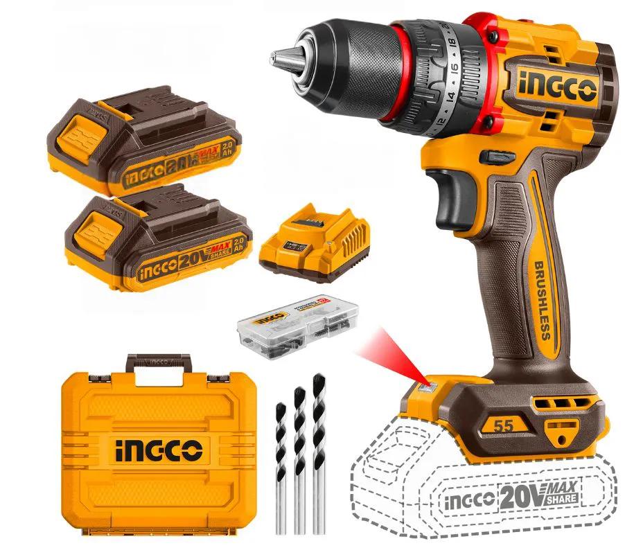 Ingco 20V Compact Brushless Cordless Impact Drill CIDLI20558 ...